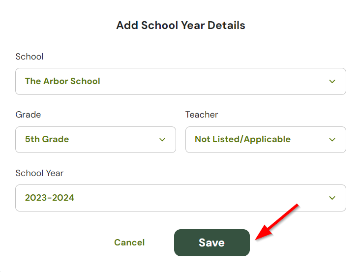 Update School and School Year for Your Child