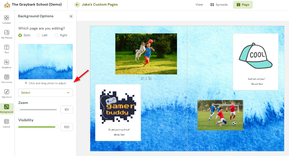 Changing the Background on Custom Pages
