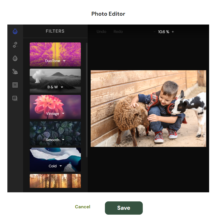 Editing Photos On Custom Pages