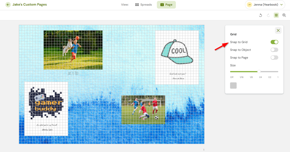 Using the Grid and Snap To Feature on Custom Pages