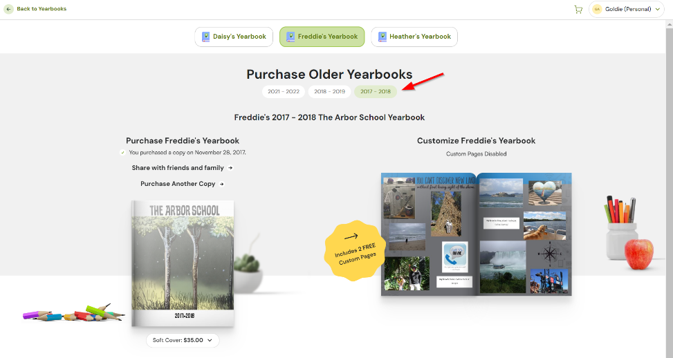 Buying a Yearbook for a Previous School Year