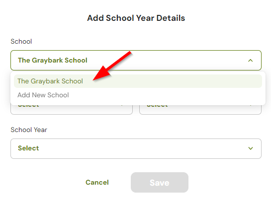Update School and School Year for Your Child