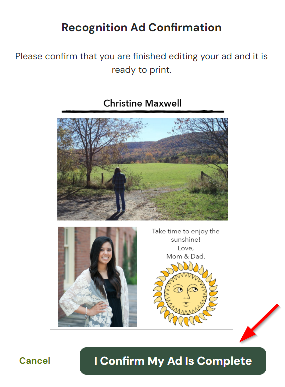 Creating and Buying a Recognition Ad for Your Child