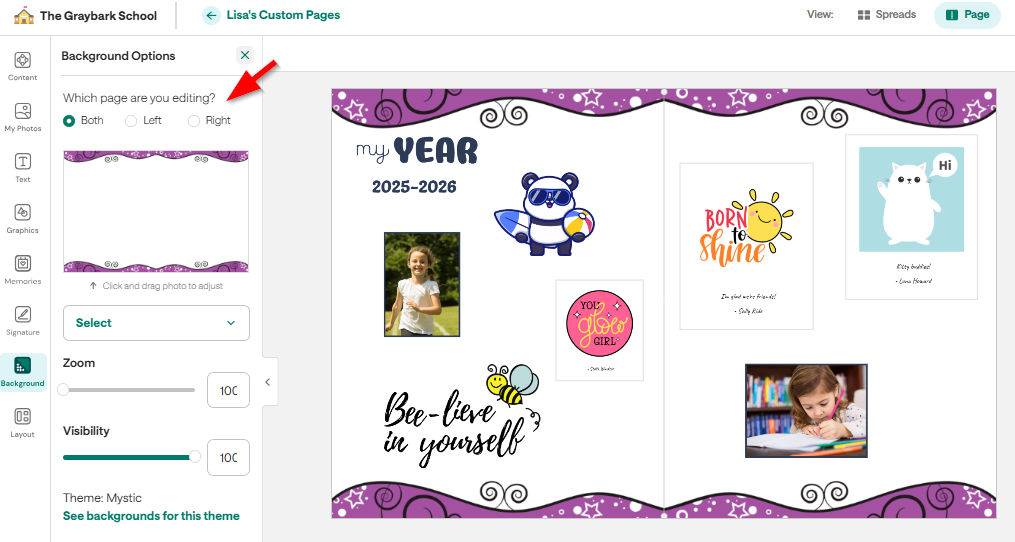 Changing the Background on Custom Pages