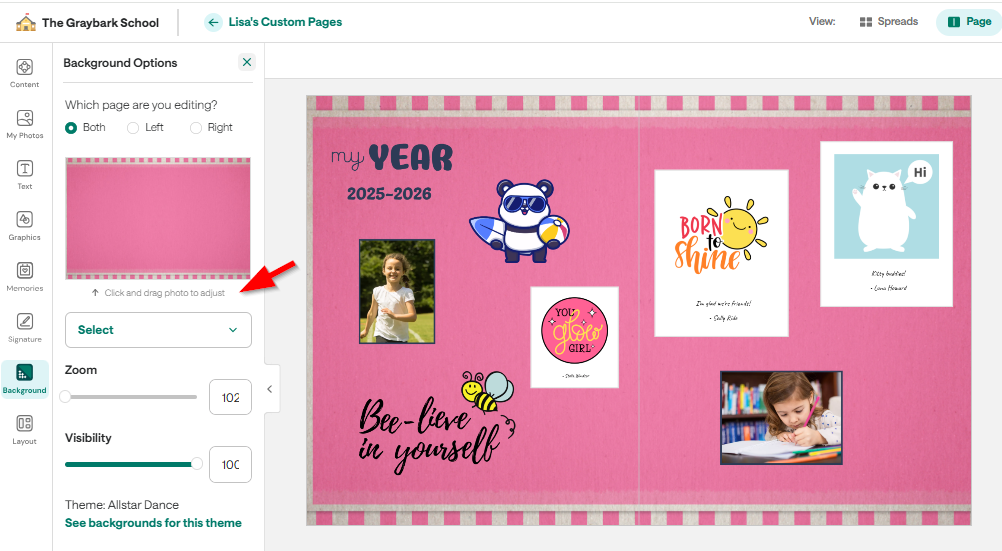 Changing the Background on Custom Pages