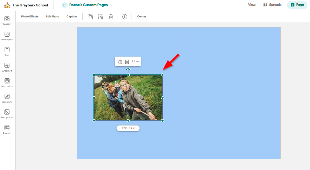 Editing Photos On Custom Pages